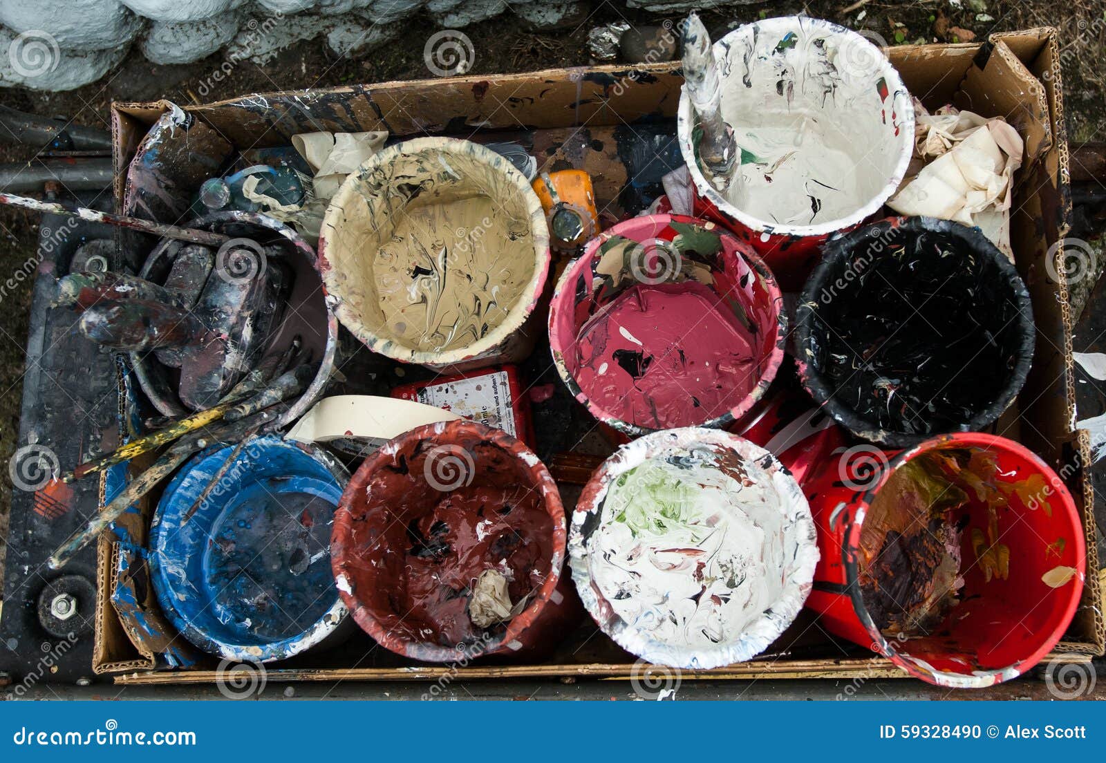Paint pots stock photo. Image of multi, pots, coloured - 59328490