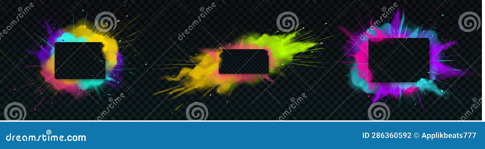 Paint Powder Explotion with Rectangle Banner Stock Vector ...