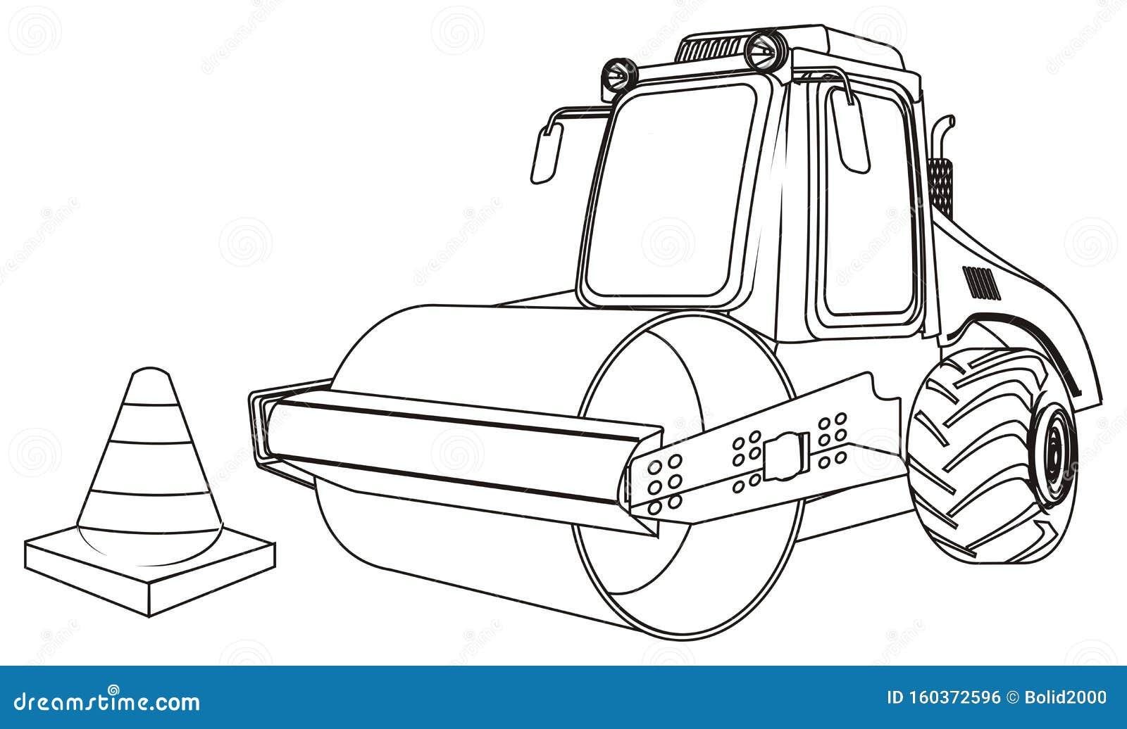 Coloring Road Roller with Cone Stock Illustration - Illustration of ...