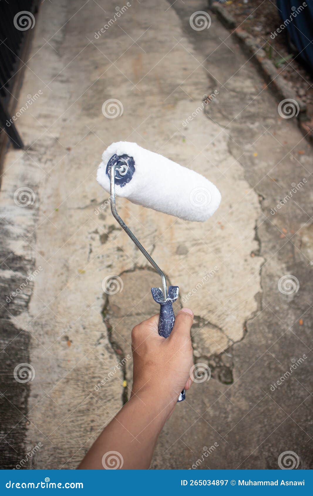 Paint Roll Brush with Blue Plastic Handle Stock Image - Image of color ...