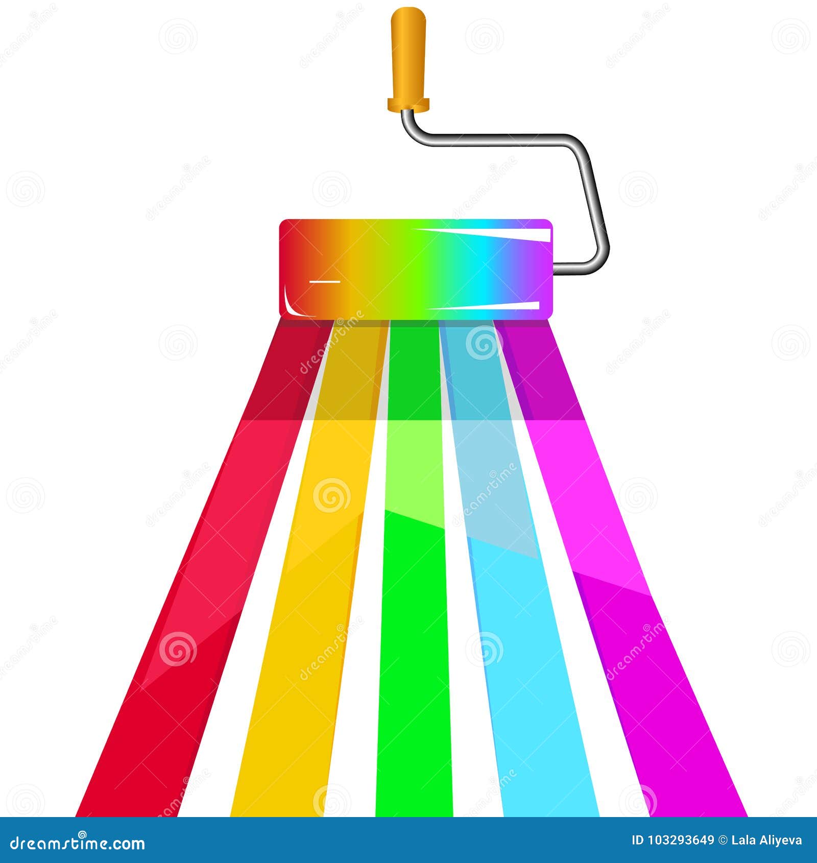 Paint Roller Brush with Rainbow Paint. Vector Illustration Stock ...