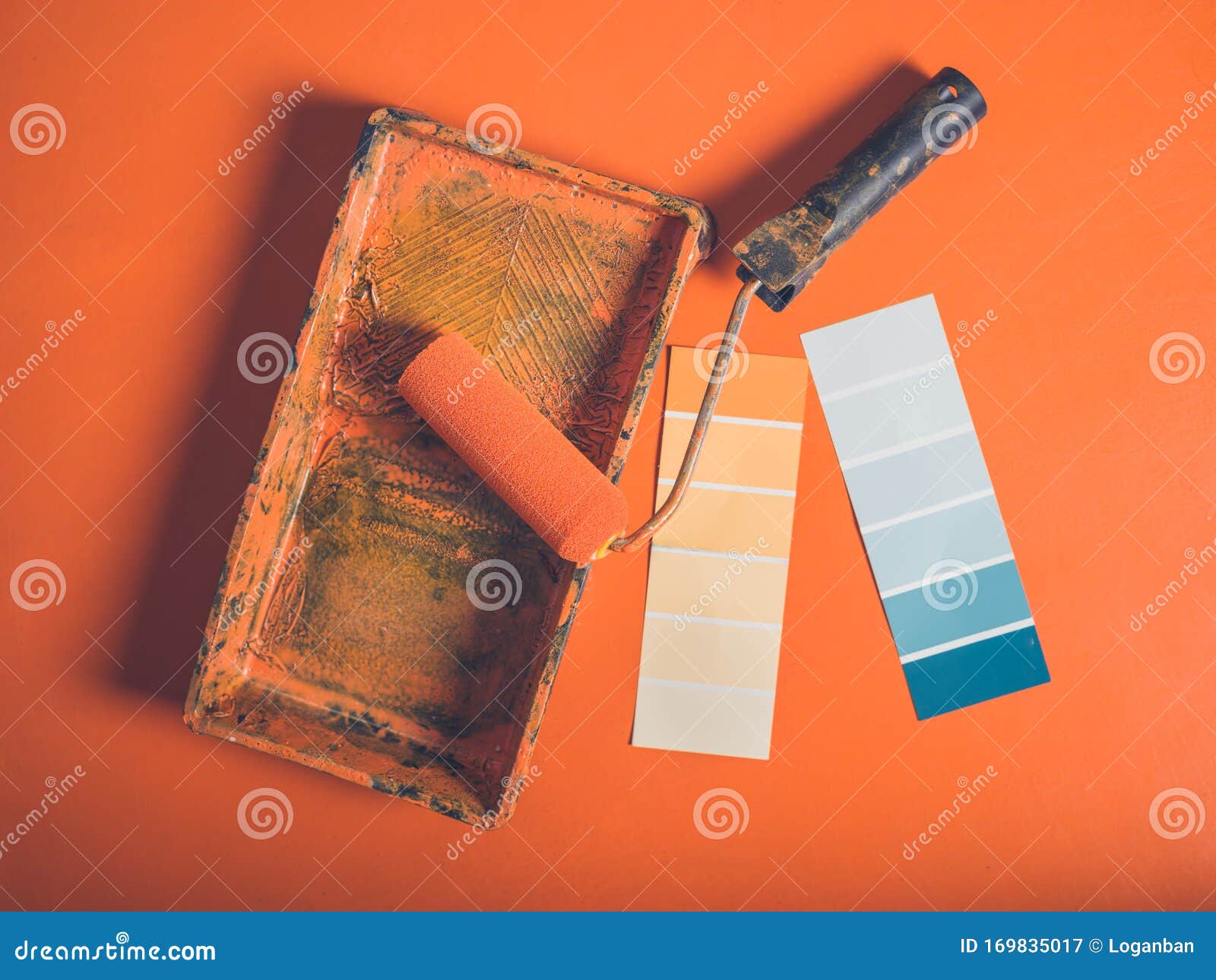 Paint Roller and Color Samples Stock Image - Image of indoors, tool ...
