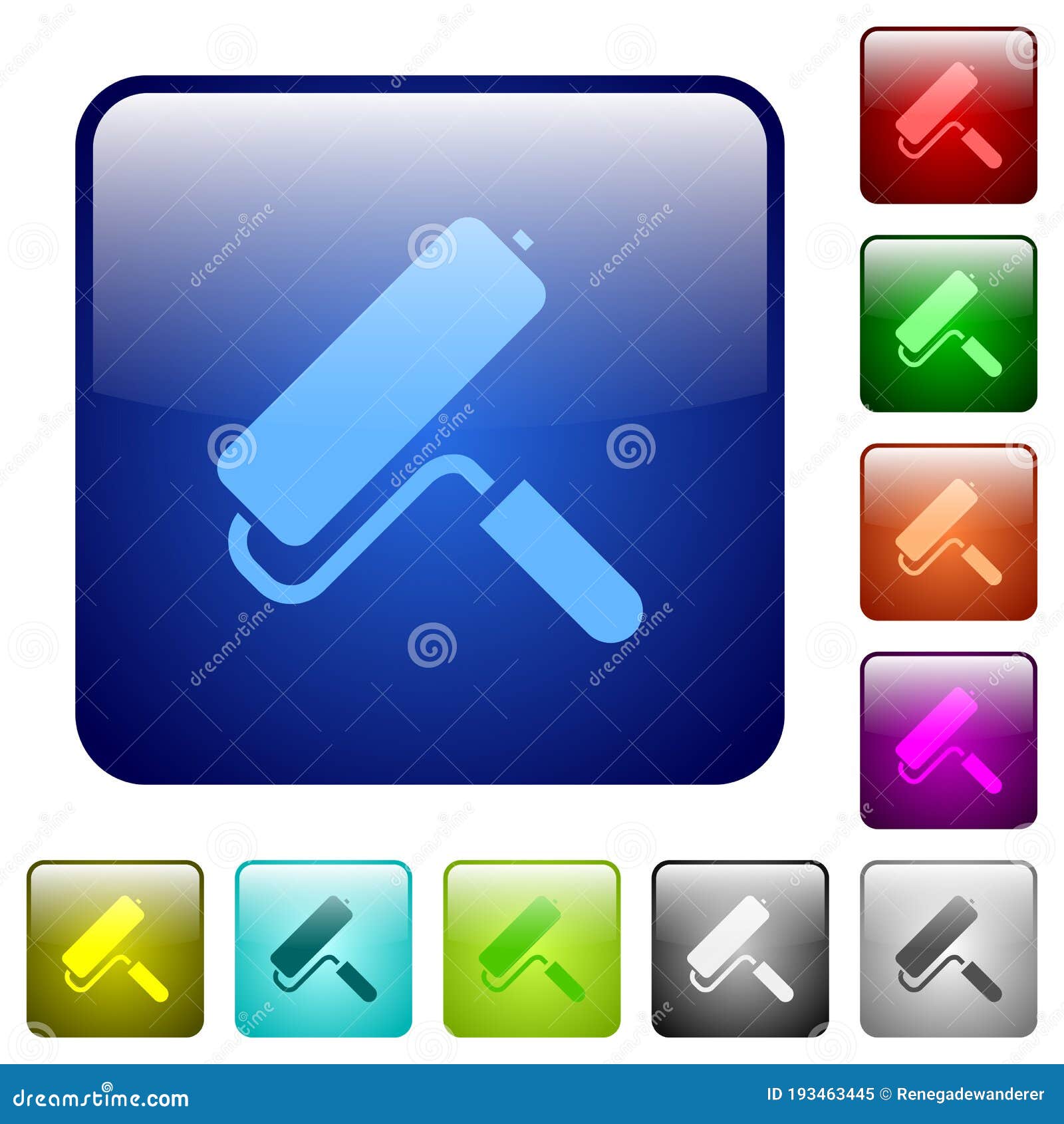 Paint Roller Color Square Buttons Stock Vector - Illustration of ...