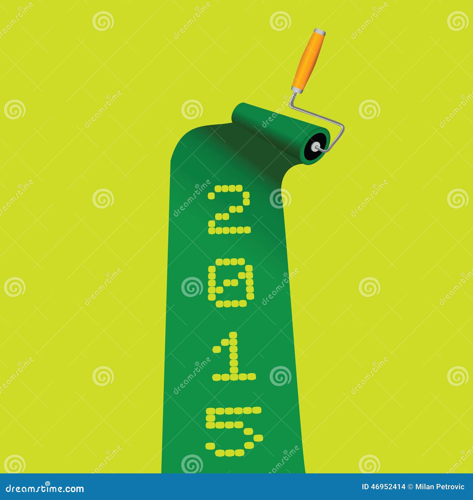Paint Roller in Green Color with 2015 Year Stock Vector - Illustration ...