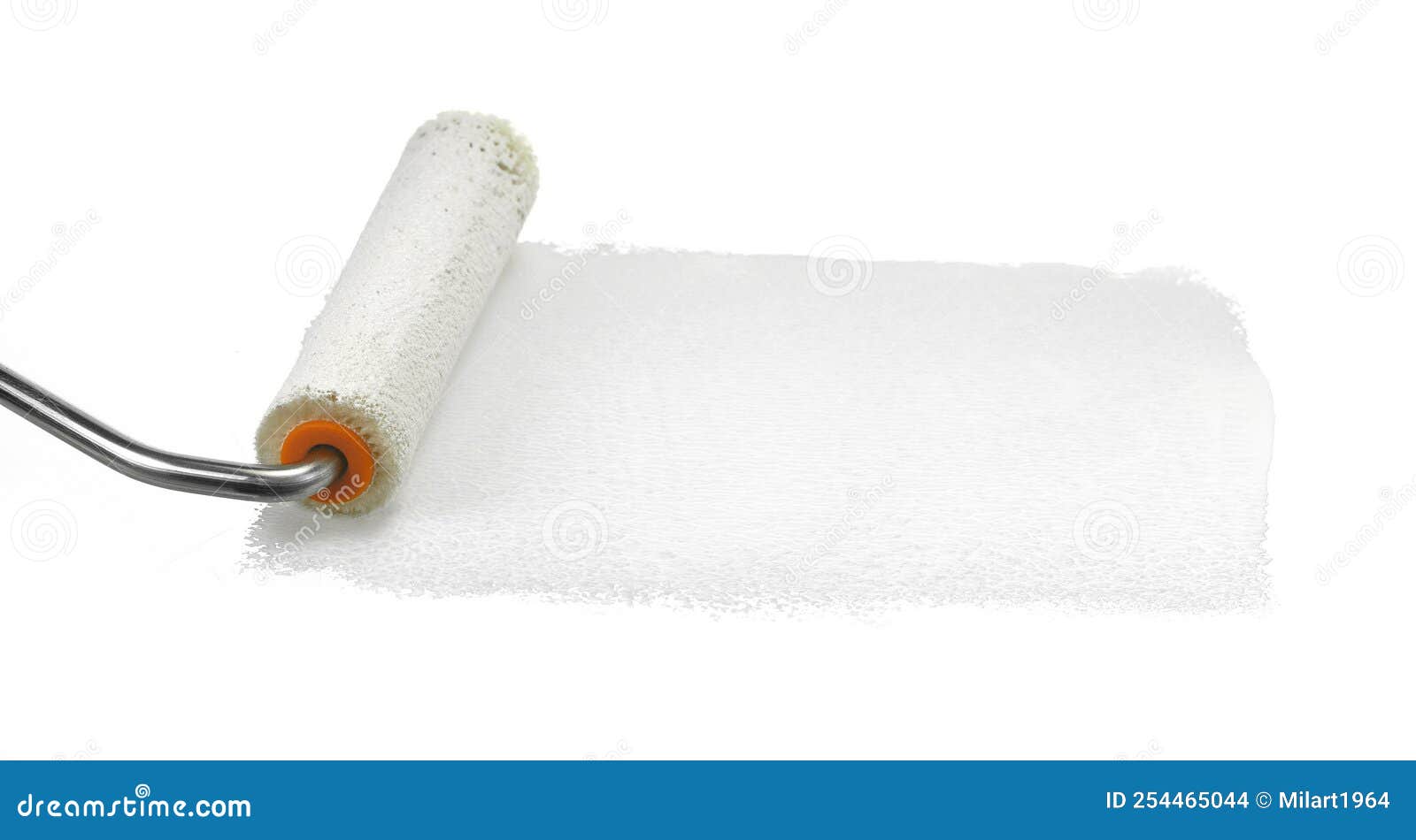 Paint Roller Leaving Stroke of White Color Over a White Background. Stock Photo - Image of color ...