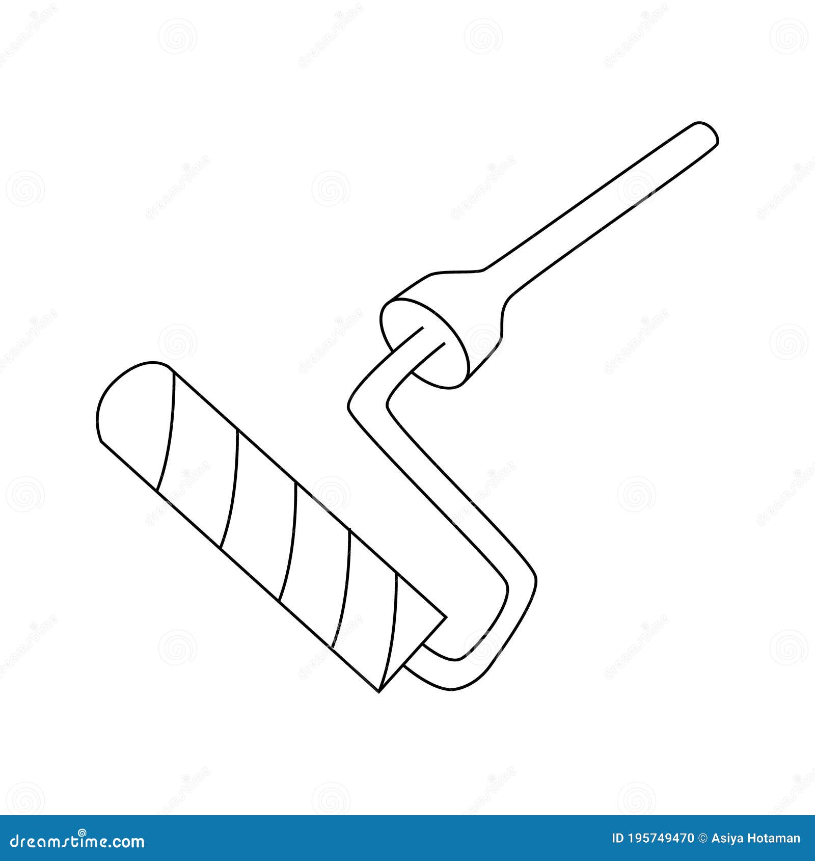 Paint Roller Line Icon. Llustration for Repair Theme, Doodle Style ...