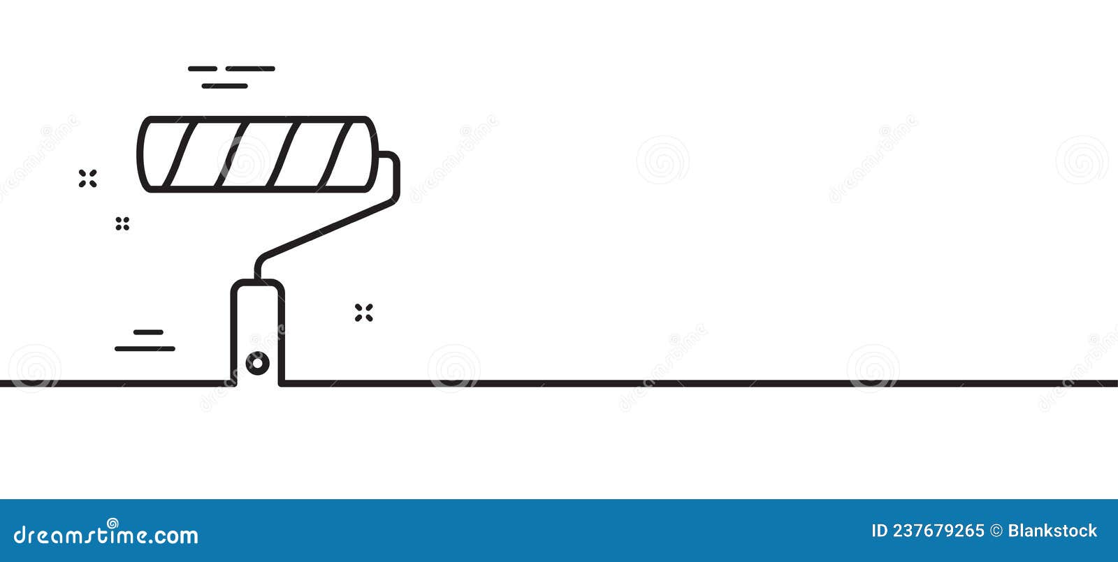 Paint Roller Line Icon. Wall Roll Brush Sign. Minimal Line Pattern ...