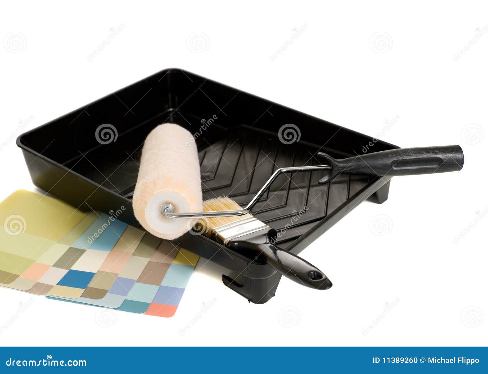 Paint Roller and Pan on a White Background Stock Photo - Image of brush ...