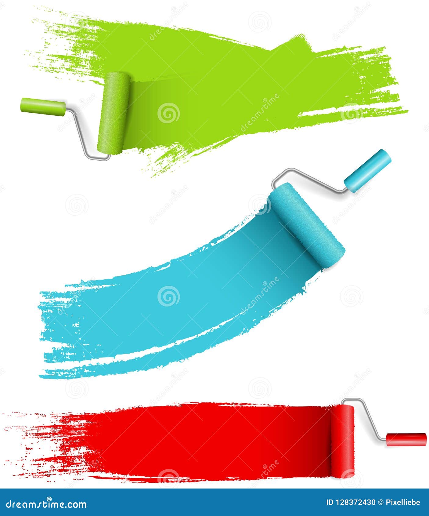 Paint Roller Set with Wall Paint Colorful Isolated Vector Stock Vector ...