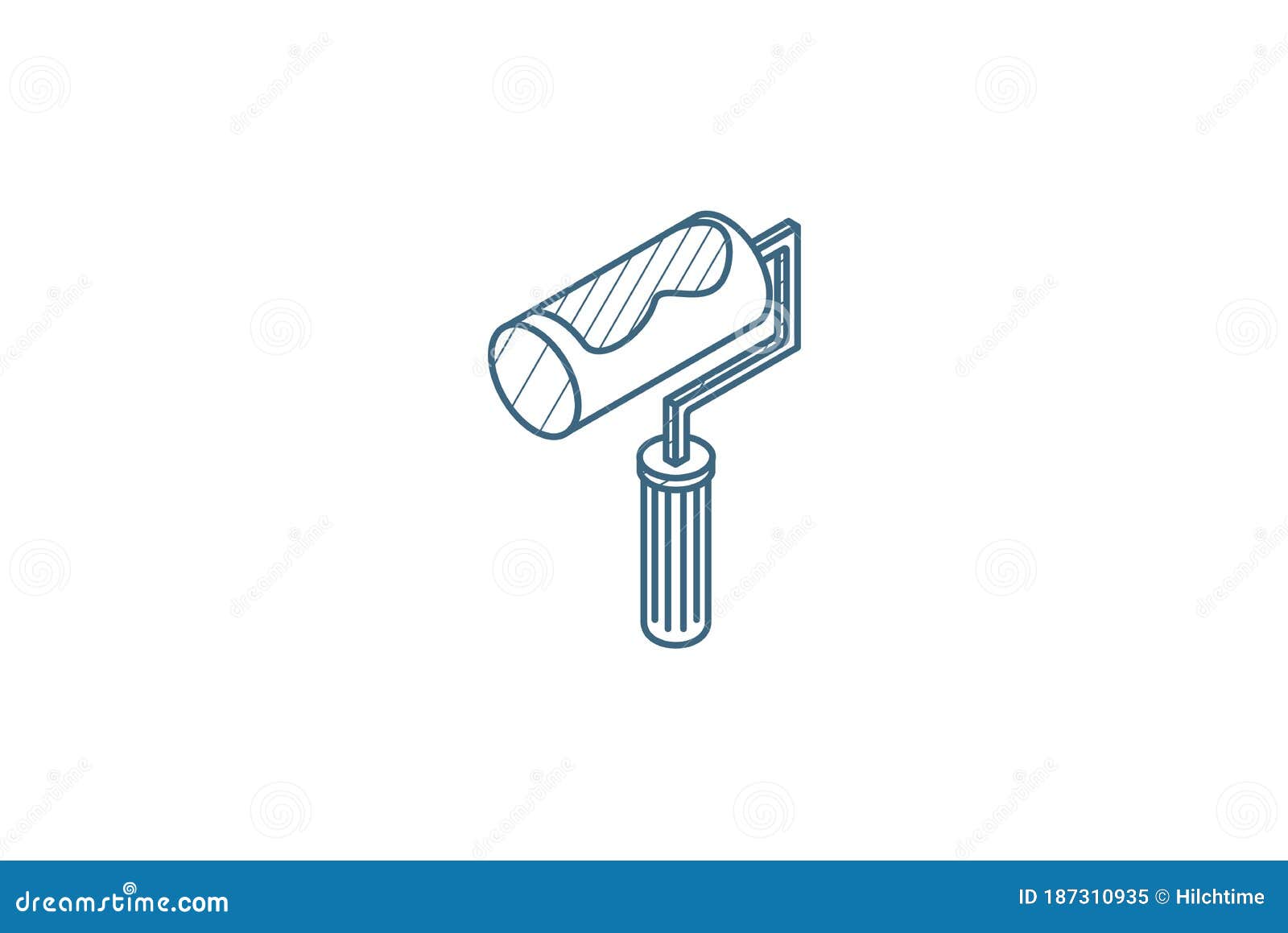 Paint Roller Tool Isometric Icon. 3d Line Art Technical Drawing ...