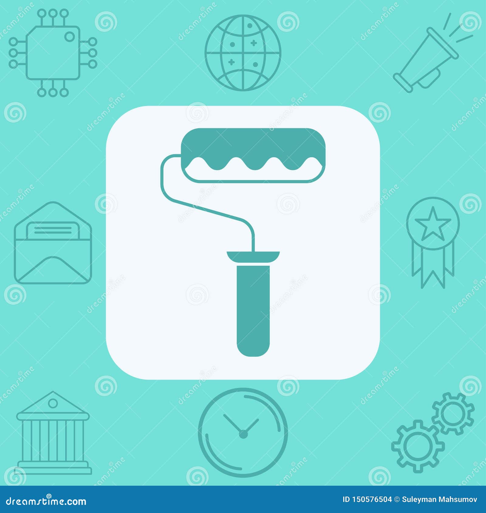 Paint Roller Vector Icon Sign Symbol Stock Illustration - Illustration ...
