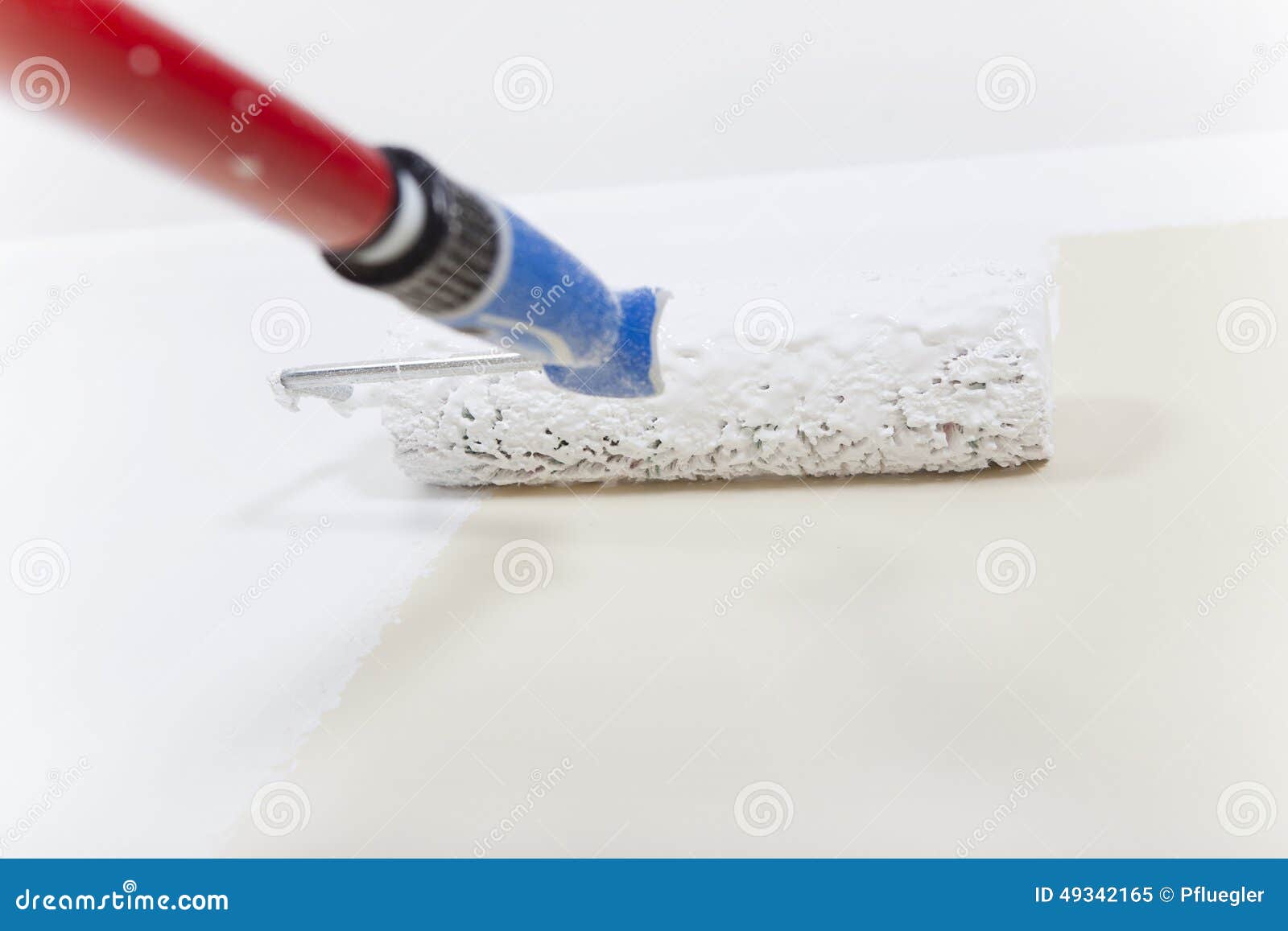 Paint Roller with White Paint on Wall Stock Image - Image of rolling ...