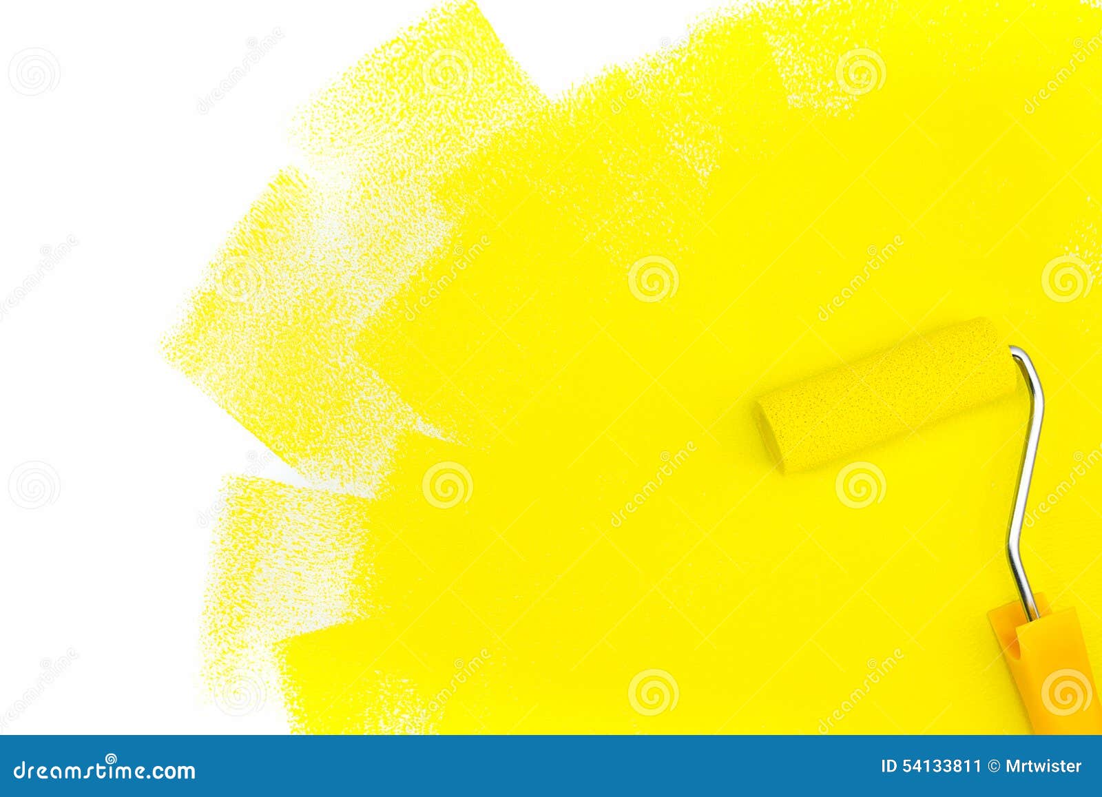 Paint Roller with Yellow Paint Stock Image - Image of interior, renewal ...