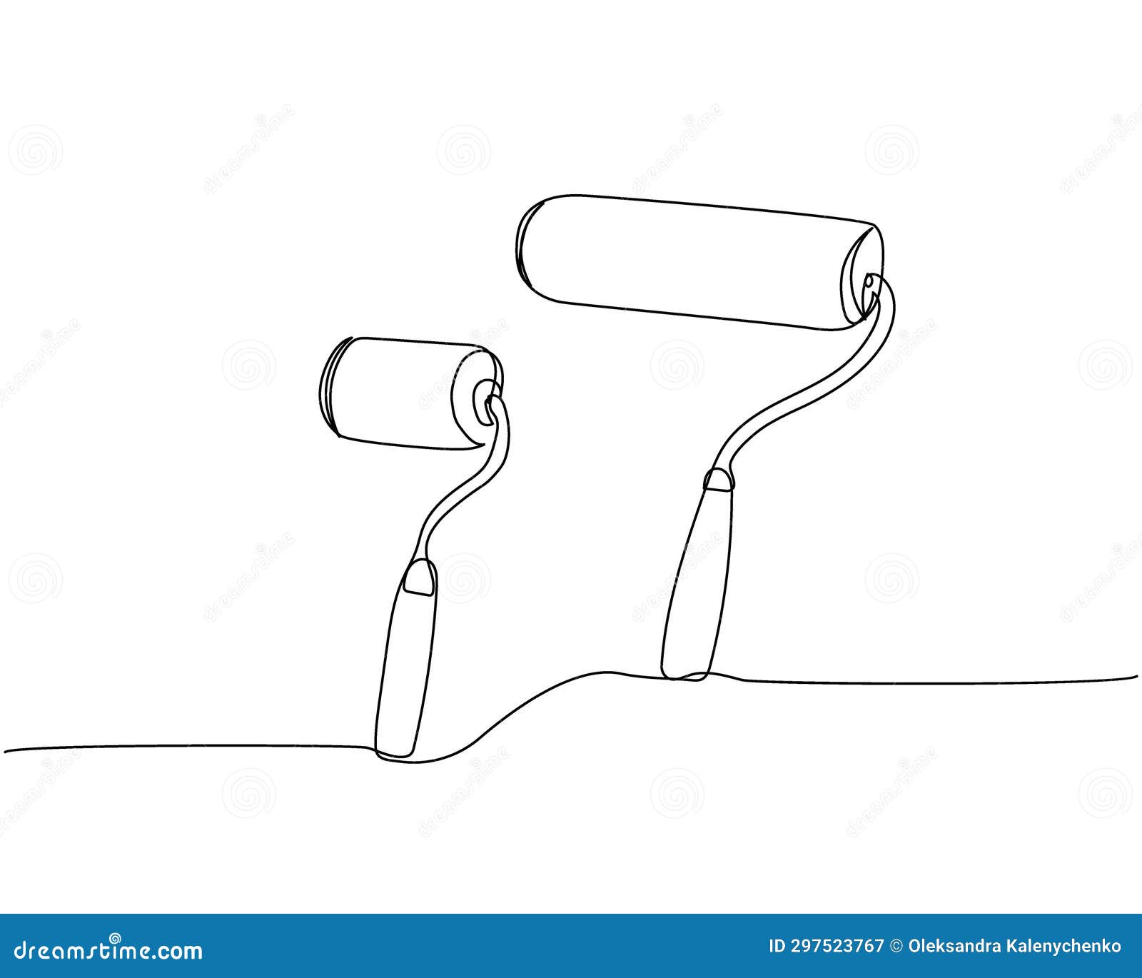 Paint Rollers of Different Sizes One Line Art. Continuous Line Drawing ...
