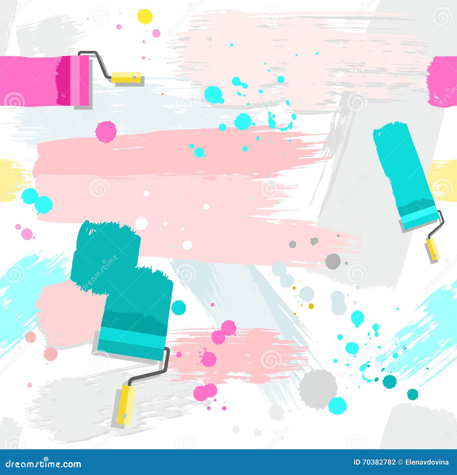 Paint Rollers With Paint, Seamless Background. Stock Vector ...