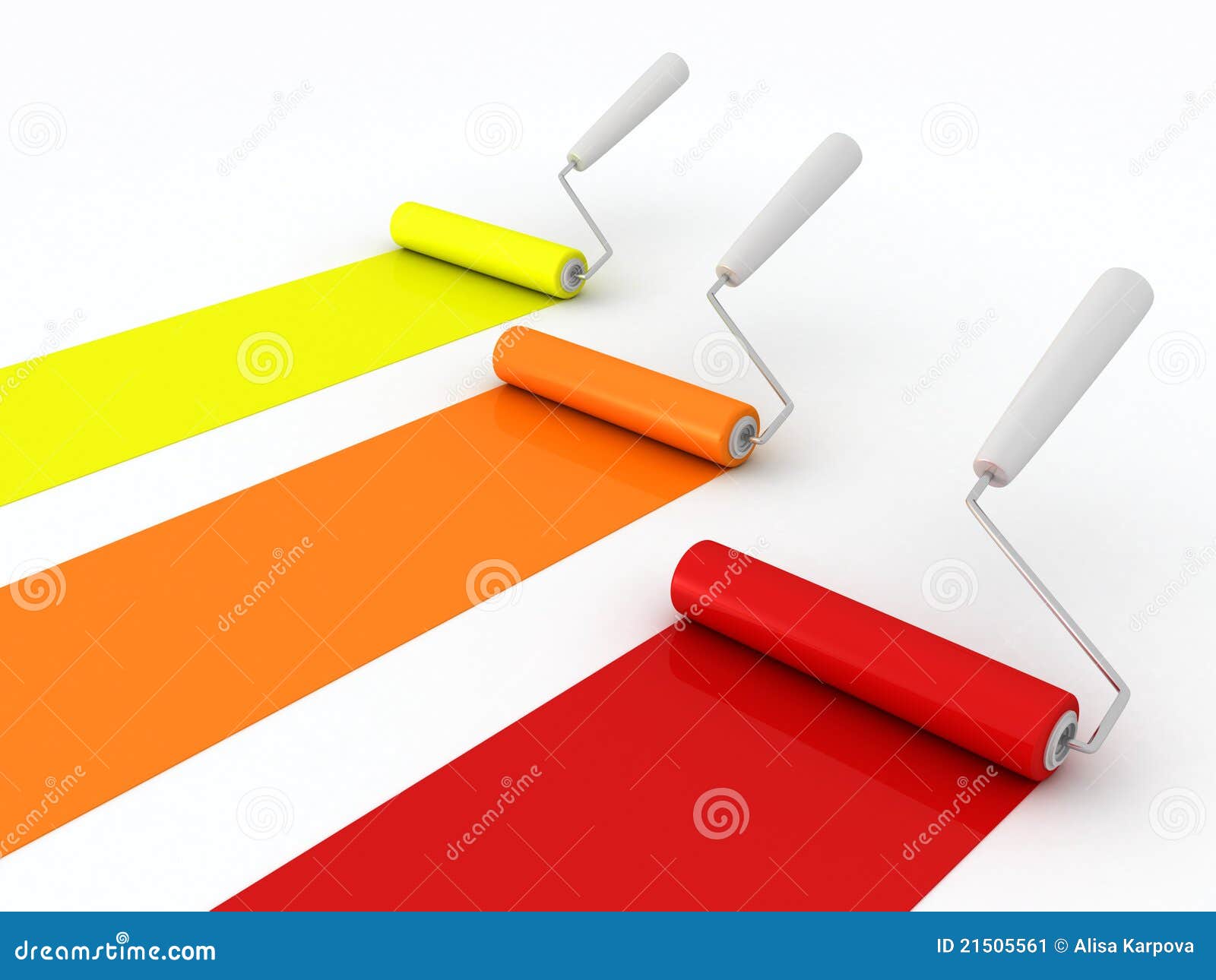 Paint Rollers with Paint on White Background Stock Image - Image of ...