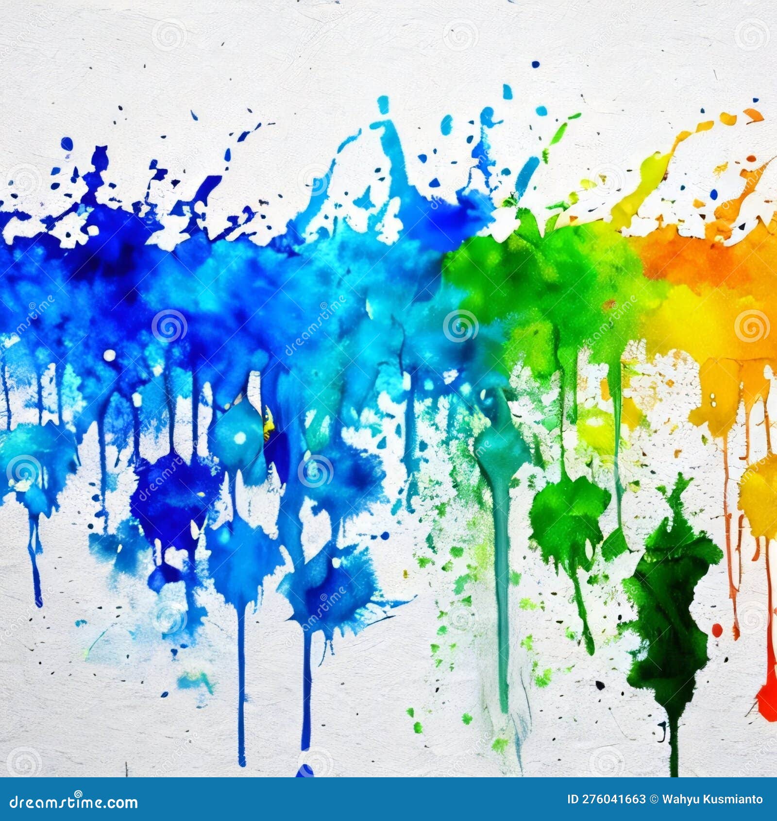 Paint Spalsh On The Wall With Multiple Color. Isolated On White ...