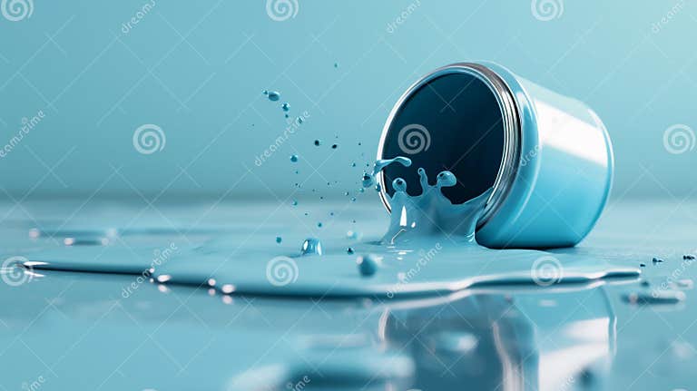 Paint Spill Blue Paint on Floor, Oops Stock Photo - Image of home ...