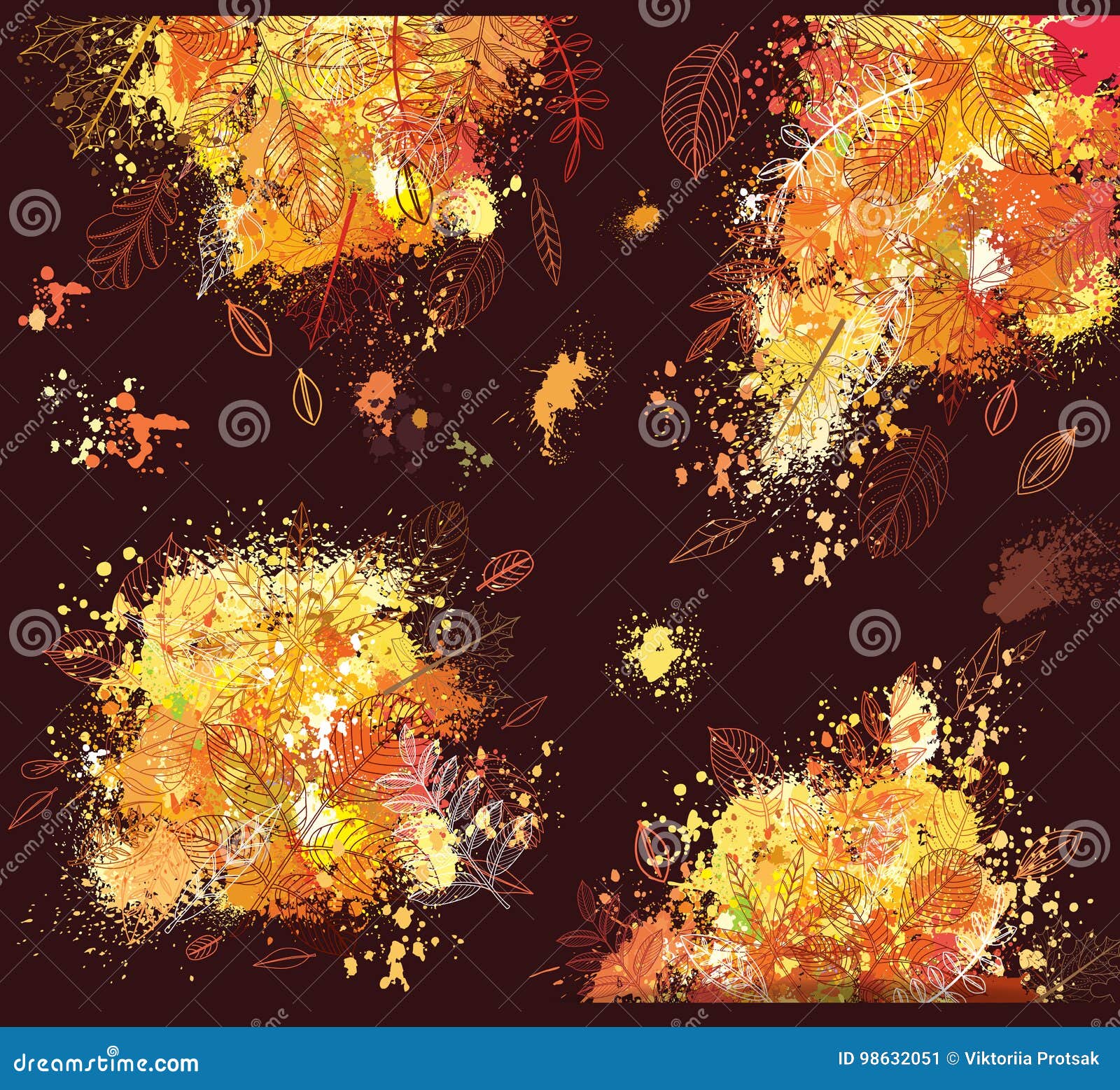 Paint Splashes and Autumnal Leaves Stock Vector - Illustration of ...
