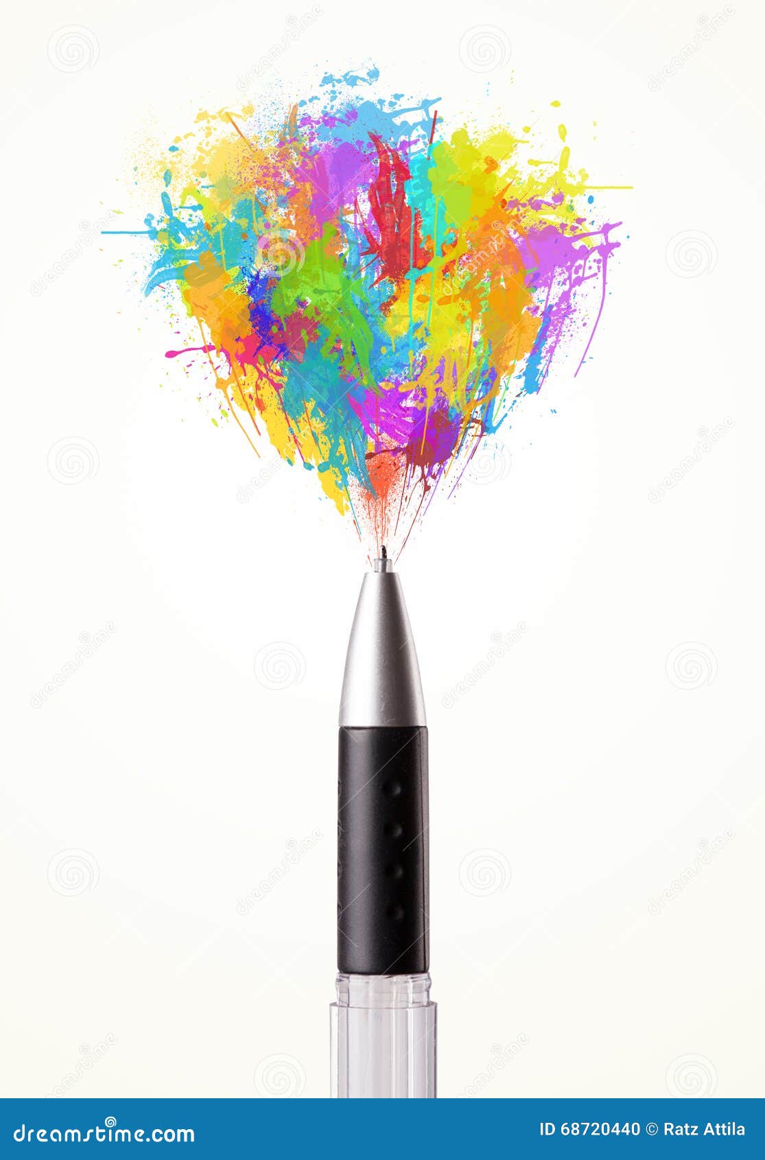 Paint Splashes Coming Out of Pen Stock Photo - Image of hobby, color ...