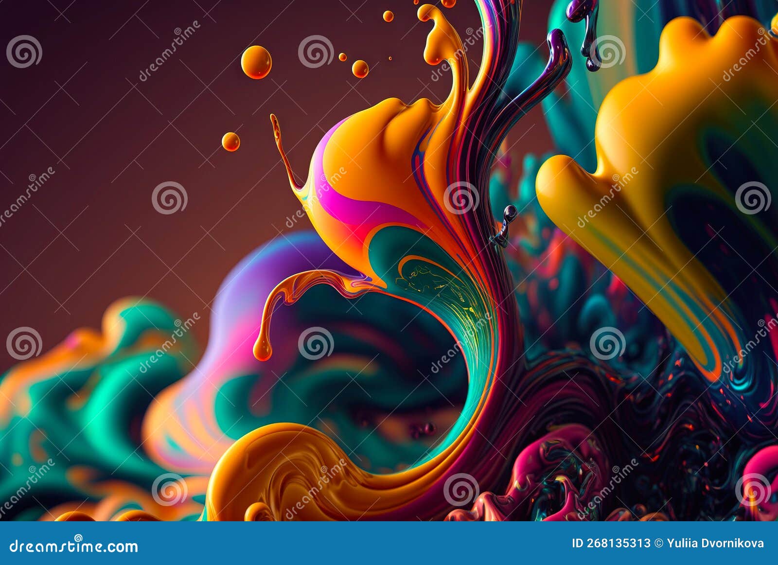 Paint Splashes and Swirls. Mix of Different Colors Stock Image - Image ...