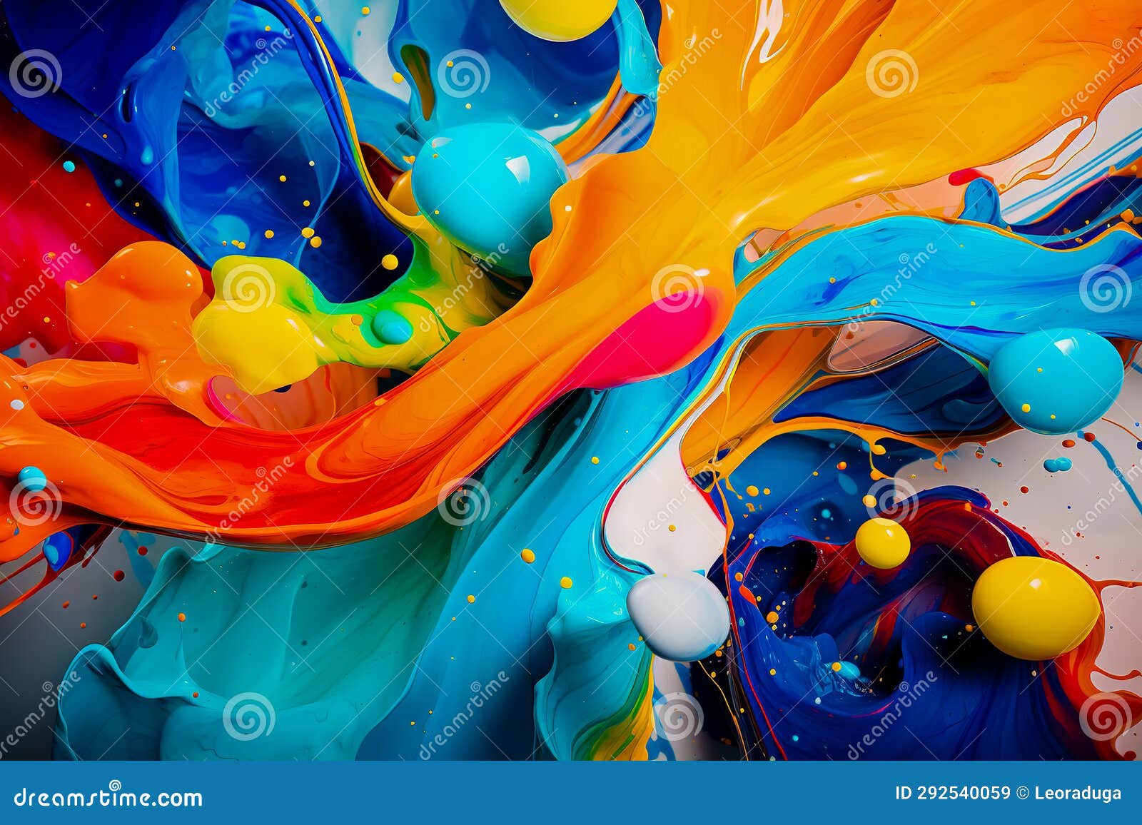 Paint Splashes and Swirls Mix of Different Colors. Generative AI Stock ...