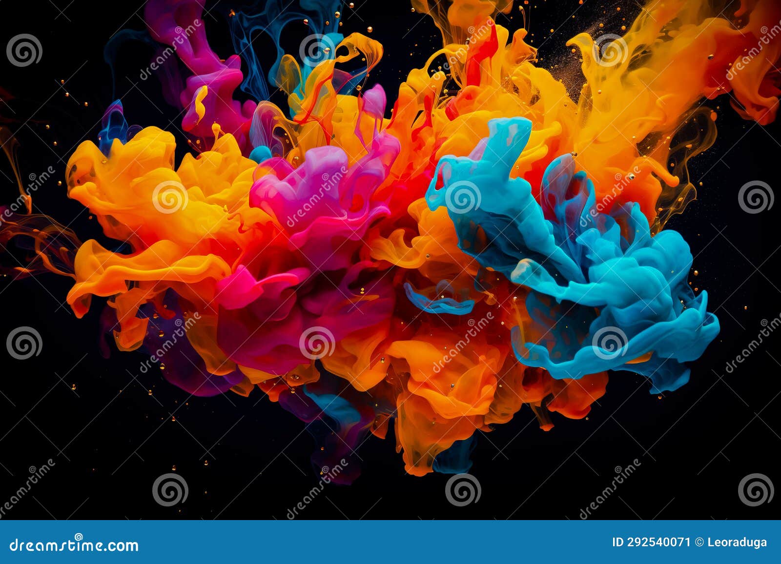 Paint Splashes and Swirls Mix of Different Colors. Generative AI Stock ...