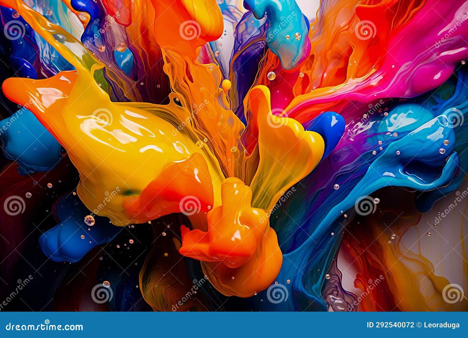 Paint Splashes and Swirls Mix of Different Colors. Generative AI Stock ...