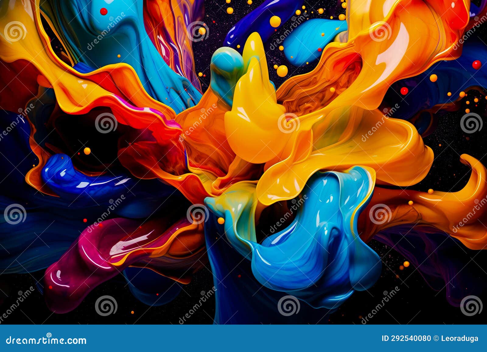 Paint Splashes and Swirls Mix of Different Colors. Generative AI Stock ...