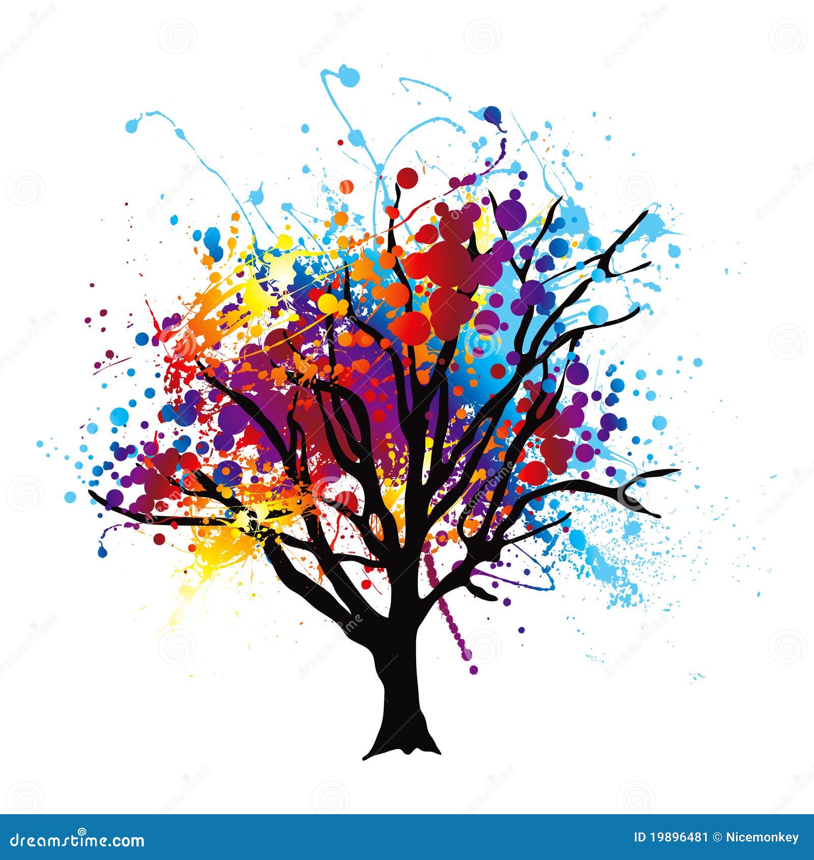 Paint splat tree stock vector. Illustration of splat - 19896481