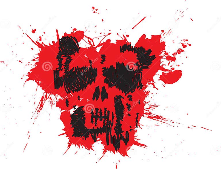 Paint Splatter Scribble Skull Stock Illustration - Illustration of ...
