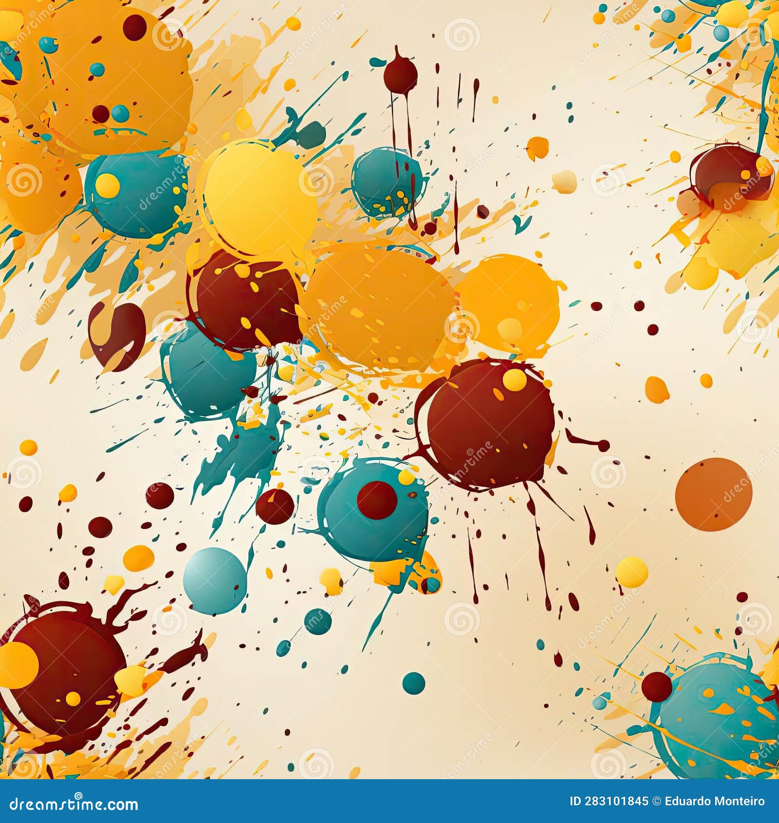 Paint Splatters in Various Colors on a Beige Background (tiled) Stock ...