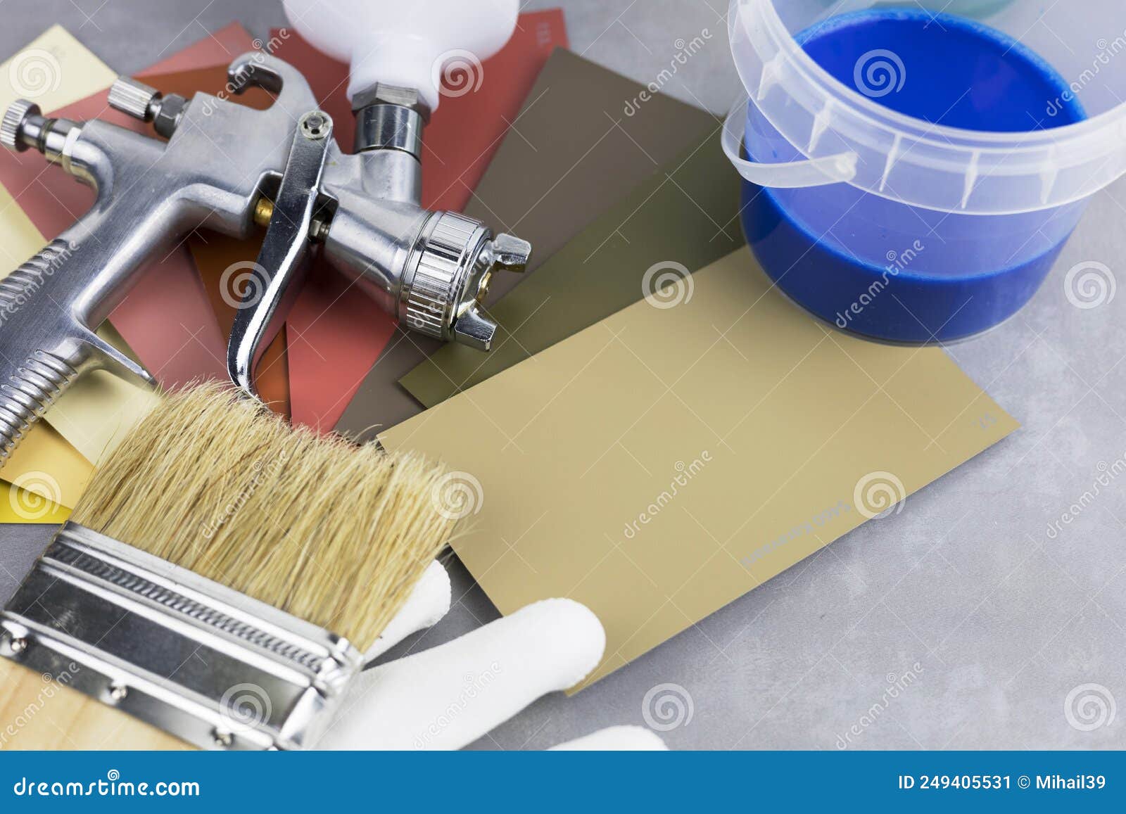Paint Spray Gun at Work at the Workplace in the Workshop. Stock Image ...