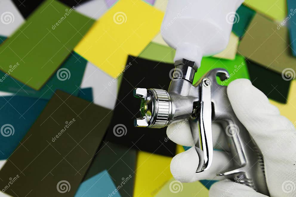 Paint Spray Gun at Work at the Workplace in the Workshop, Selection of ...