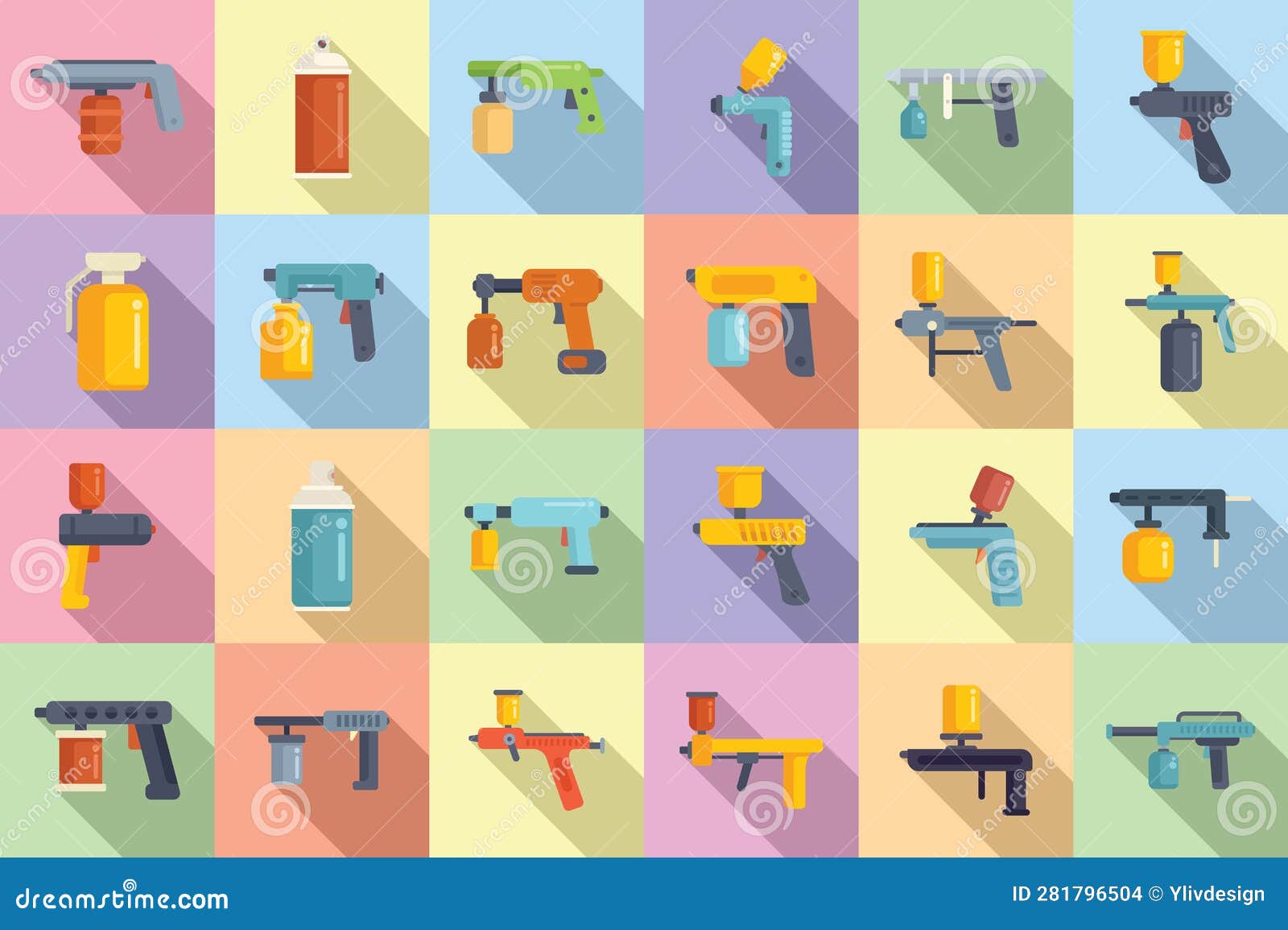 Paint Sprayer Icons Set Flat Vector. Wrap Coating Stock Vector ...