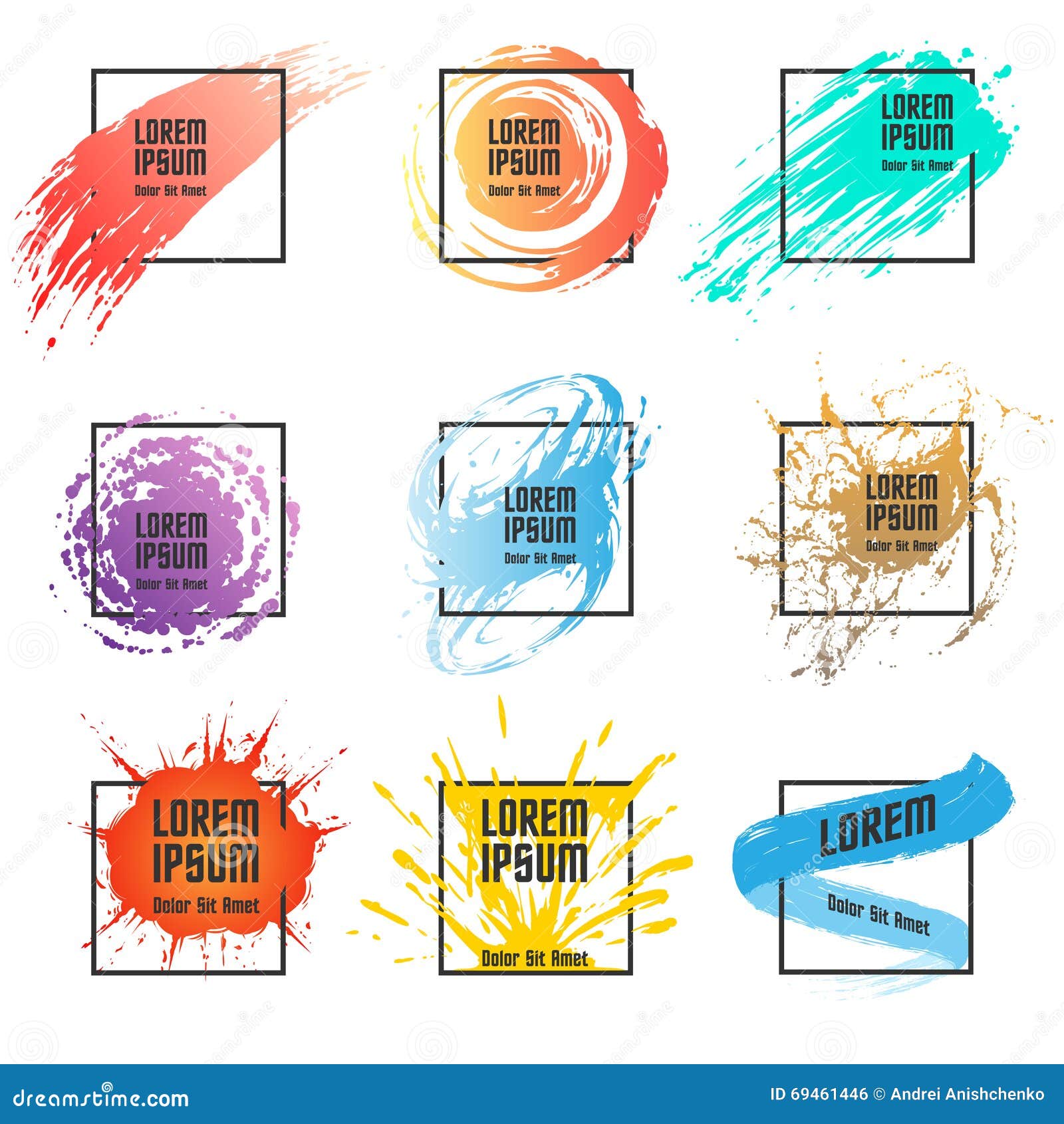 Paint and square frame set stock vector. Illustration of drop - 69461446