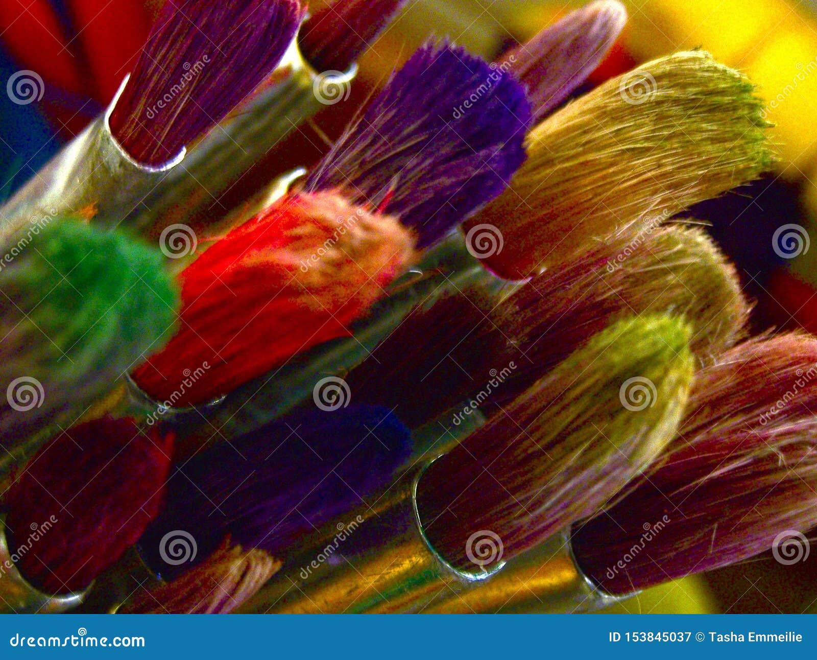 Paint Stained Paint Brushes in Pot Stock Image - Image of creative ...