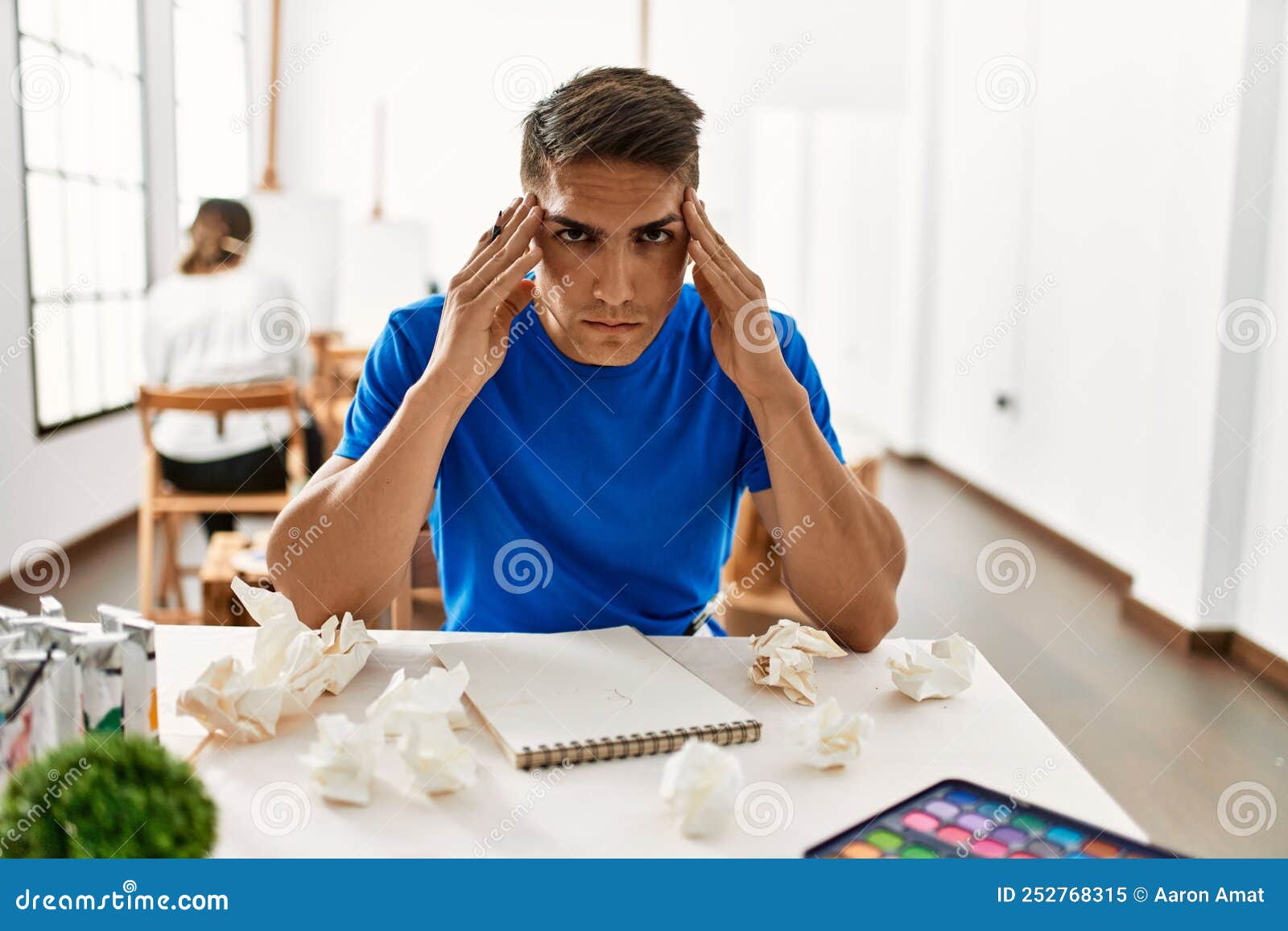 Paint Student Man Stressed Painting at Art School Stock Image - Image ...