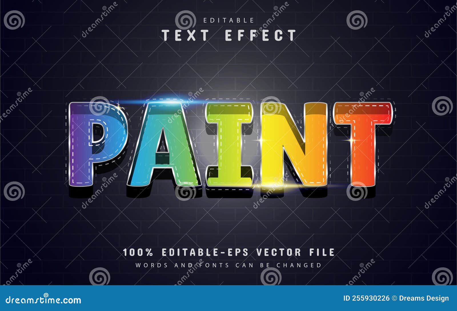 Paint Text Effect with Colorful Gradient Stock Vector - Illustration of ...