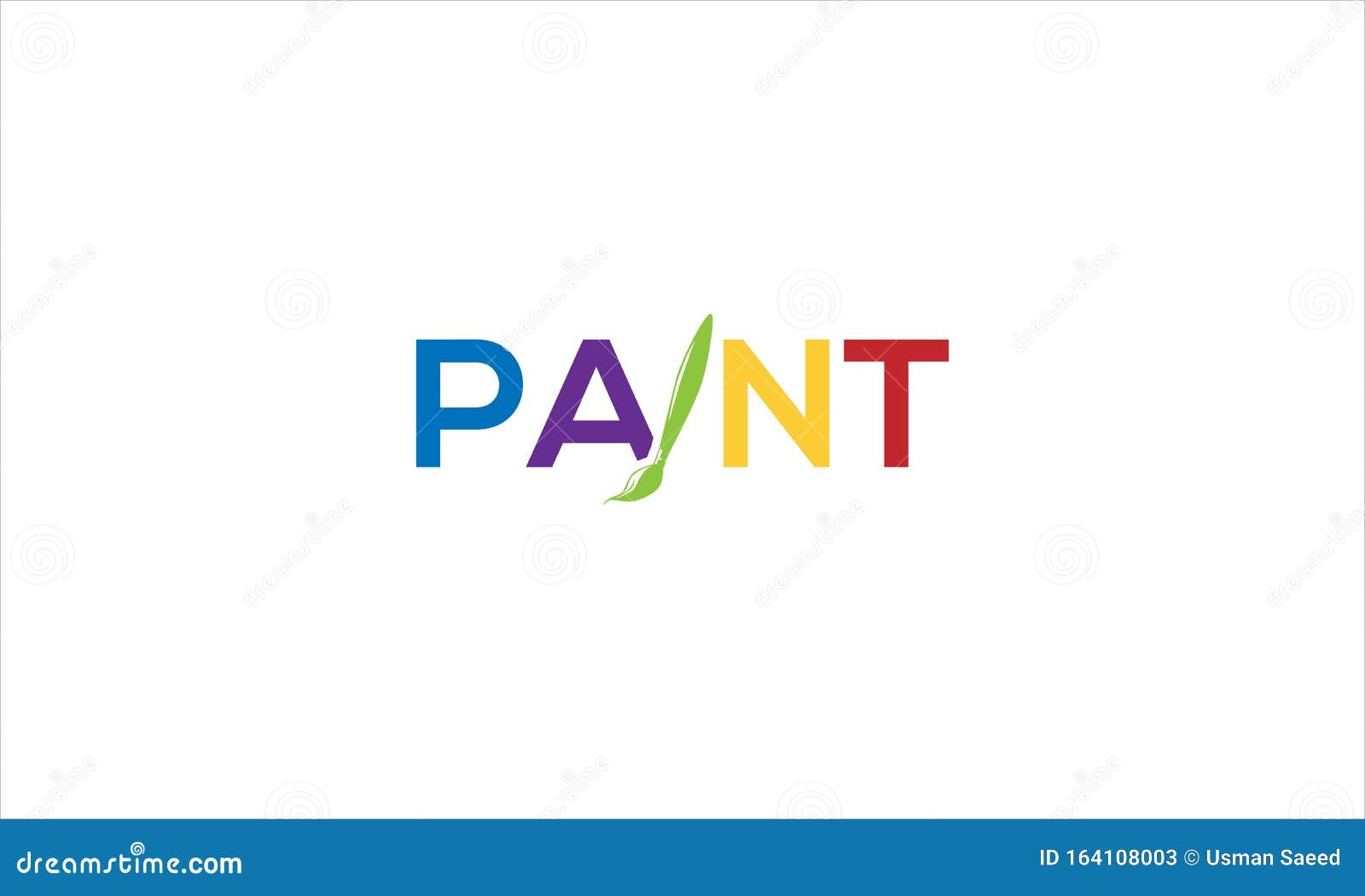 Paint Text Logo With Paint Brush In Multi Colour Cartoon Vector ...