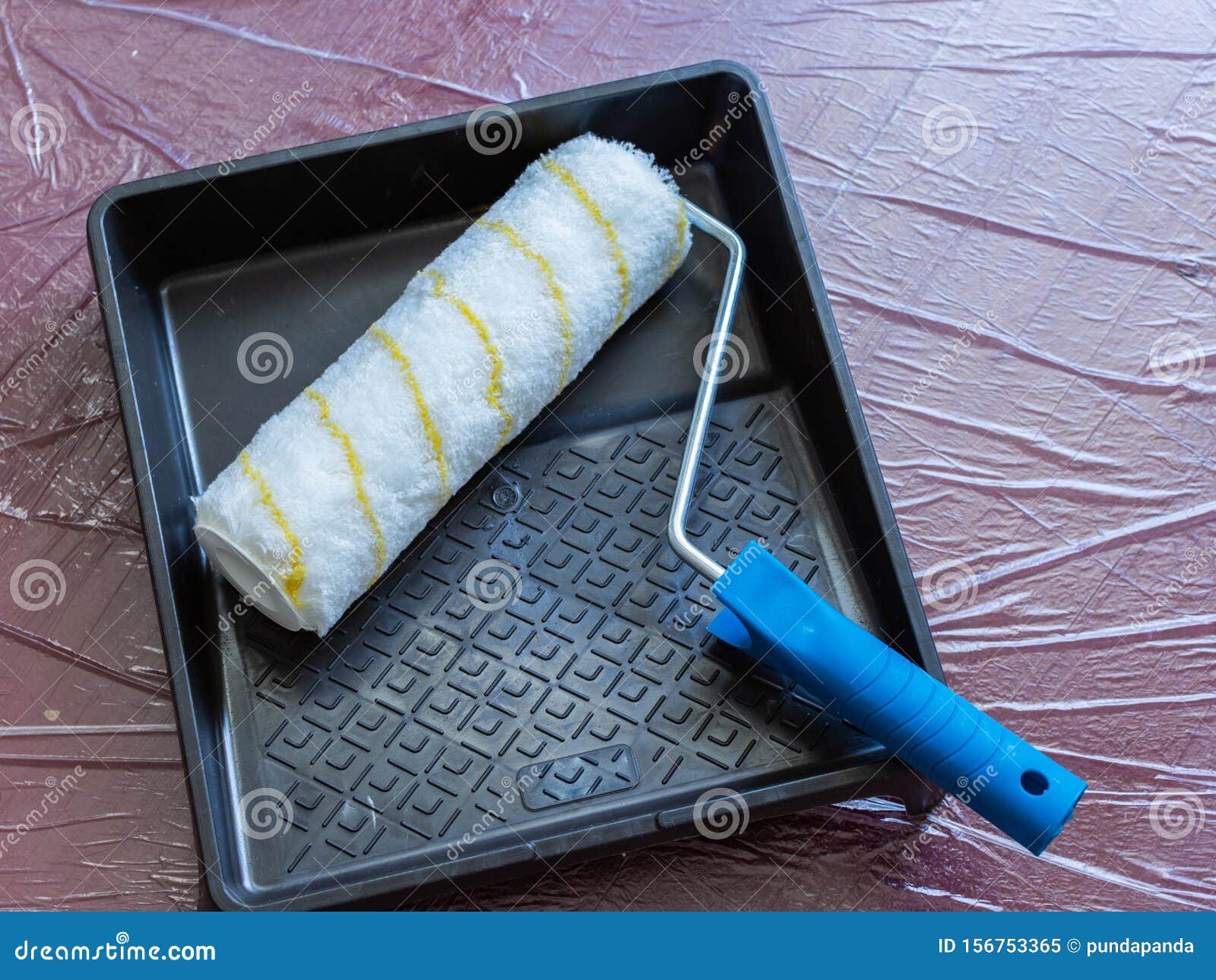 Paint Tray and Fluffy Roller Stock Image - Image of industrial, fluffy ...