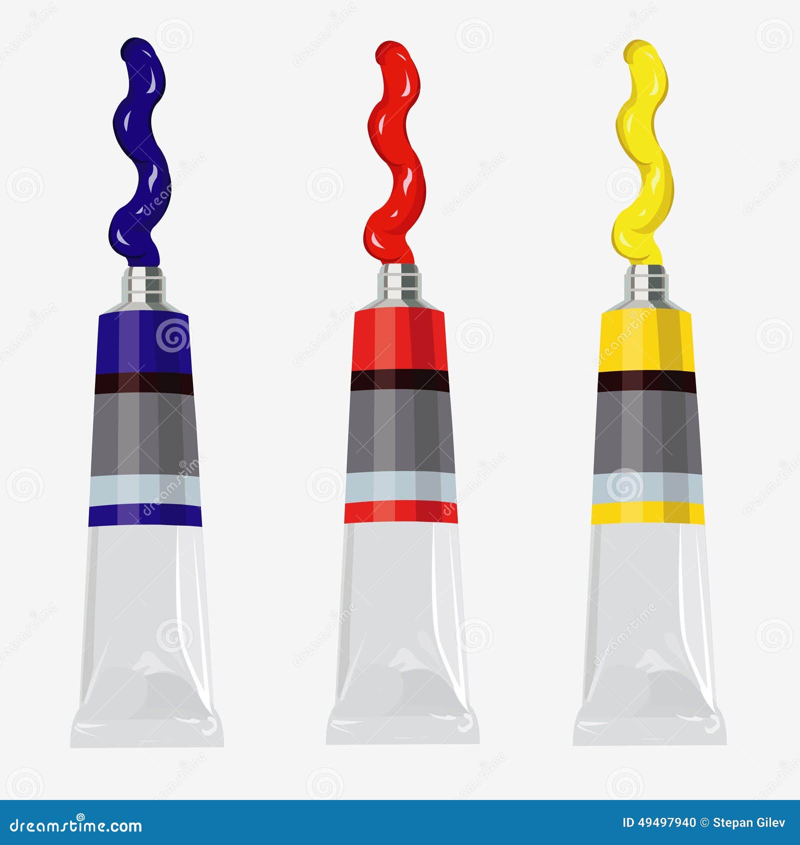 Paint Tubes Set And Brush Vector Illustration Cartoon | CartoonDealer ...