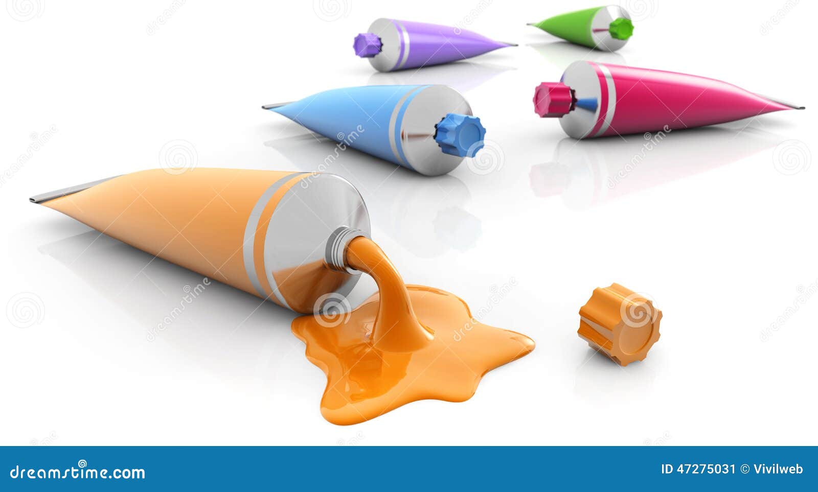 Paint Tubes Set And Brush Vector Illustration Cartoon | CartoonDealer ...