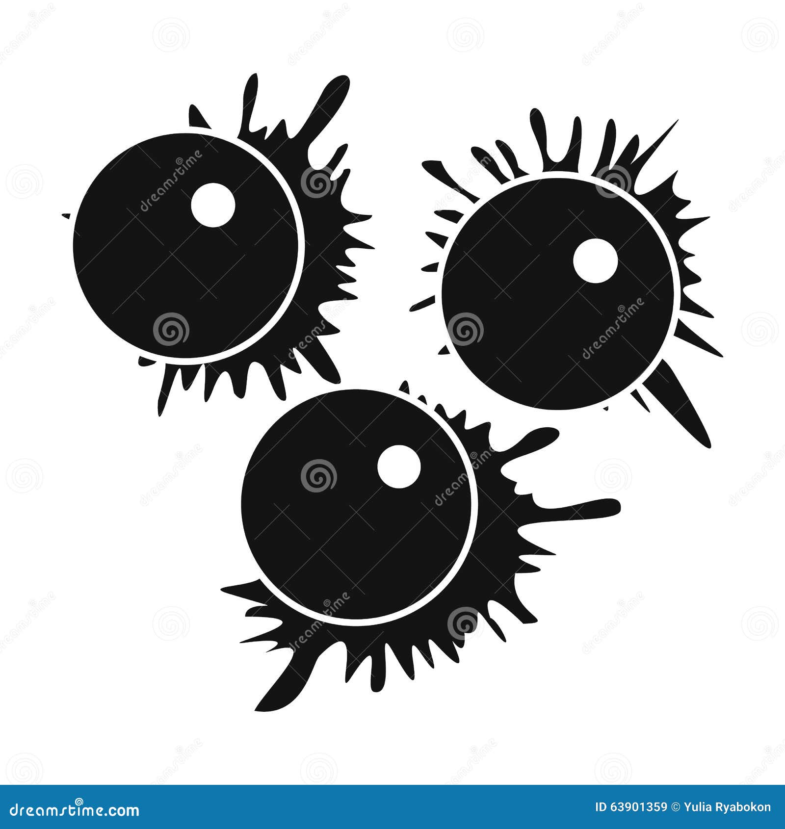 Paintball Balls with Splashes Simple Icon Stock Vector - Illustration ...