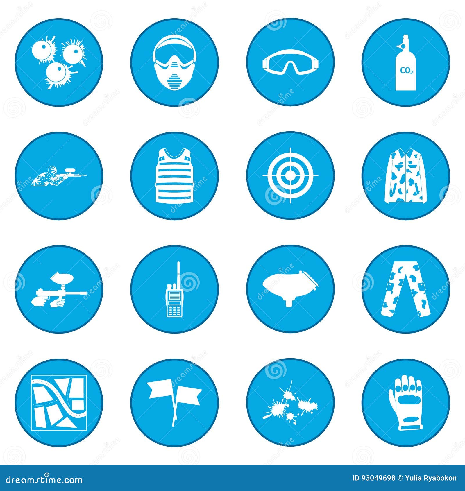 Paintball game icon blue stock vector. Illustration of leisure - 93049698