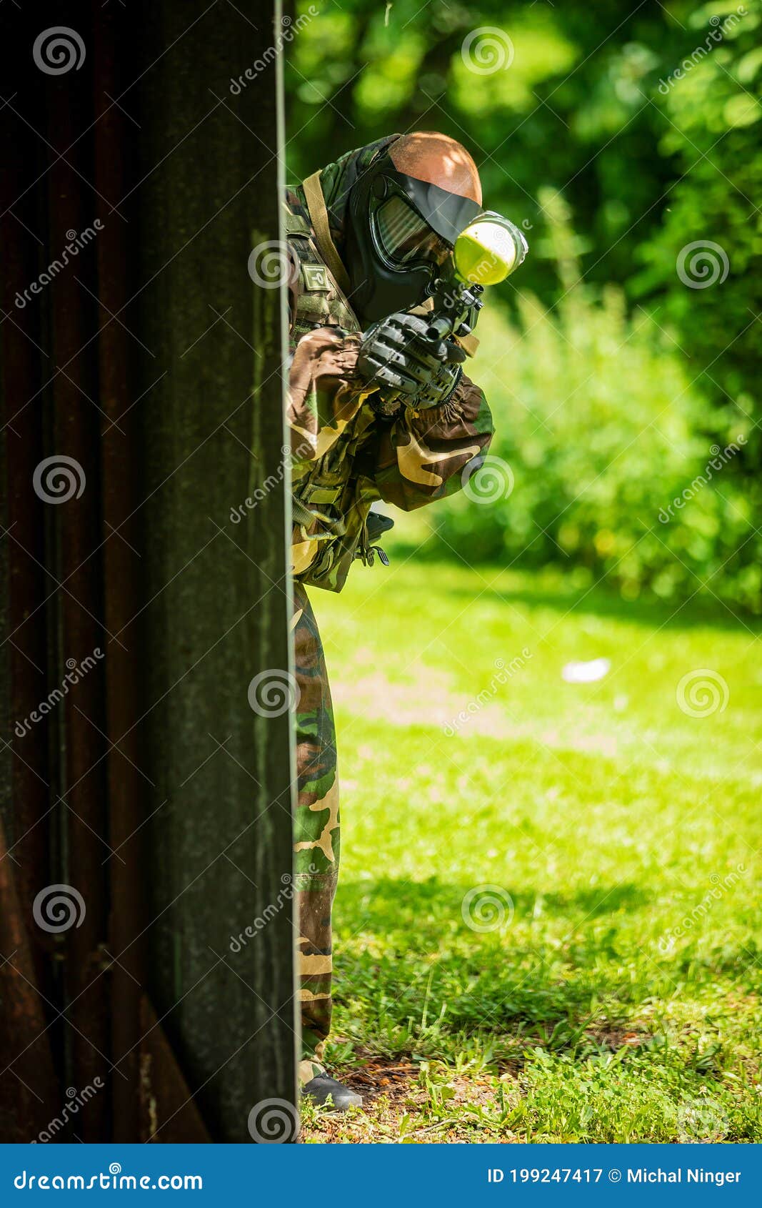 Paintball Game, the Player is Hidden Behind a Large Door Stock Image ...