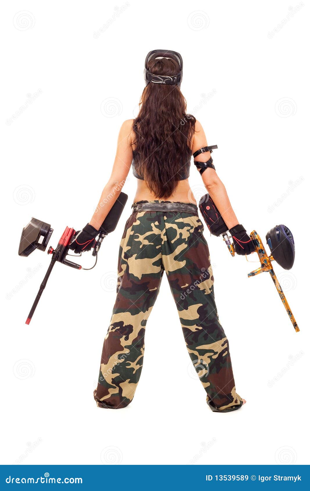 Paintball girl stock image. Image of hair, rifle, isolated - 13539589