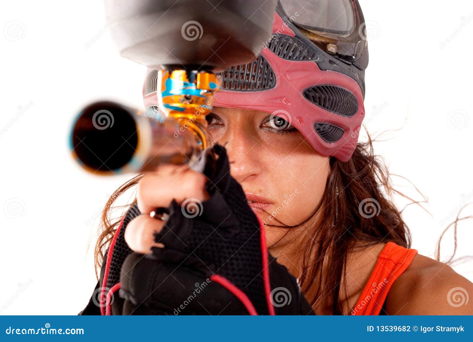 Paintball girl stock photo. Image of rifle, pneumatic - 13539682