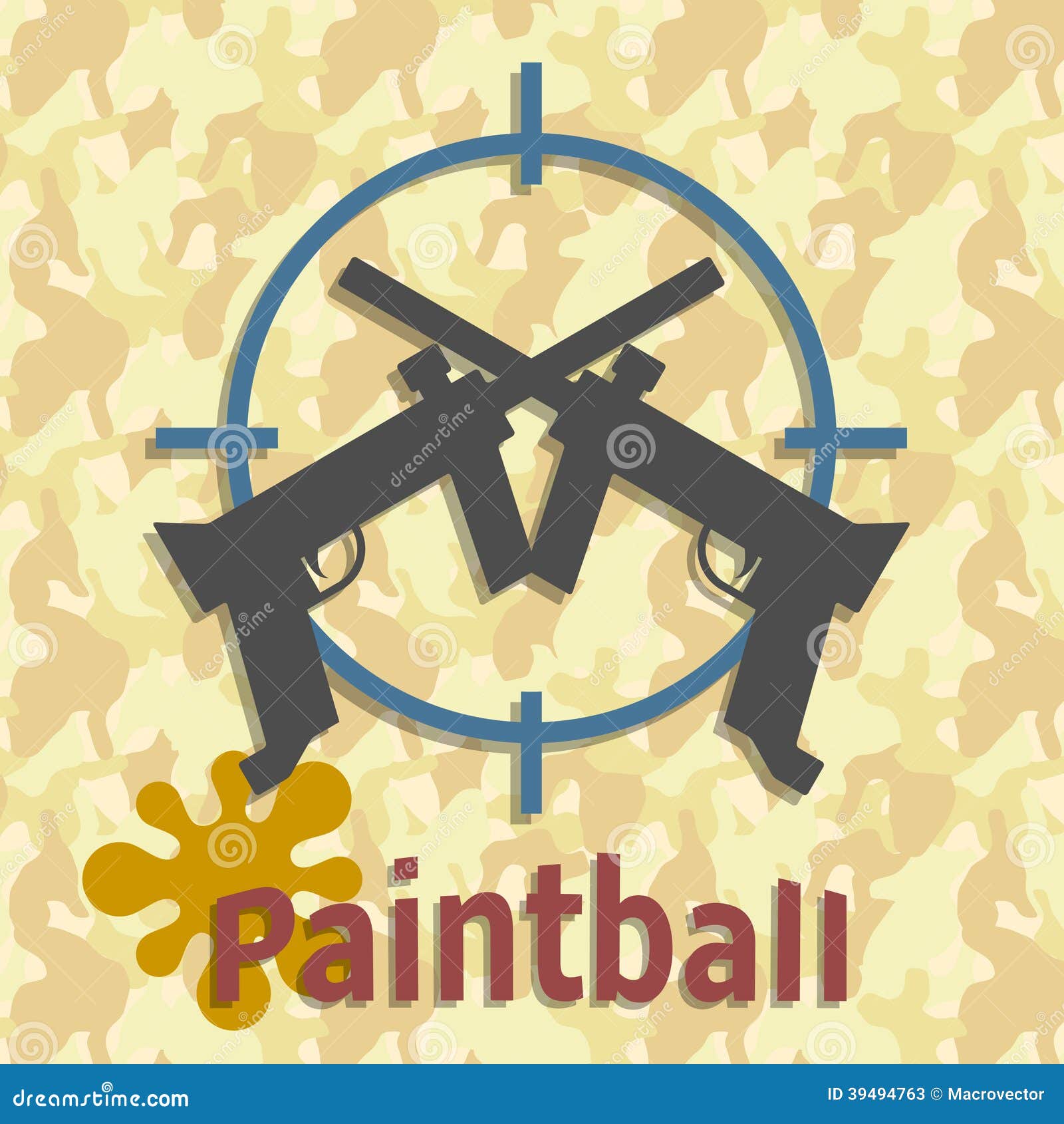 Paintball Template. Paintballing Poster Design Cartoon Vector ...