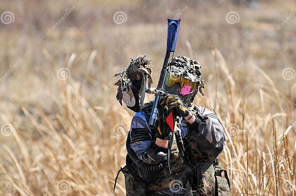 Paintball Player Hit stock image. Image of player, aggression - 8684251